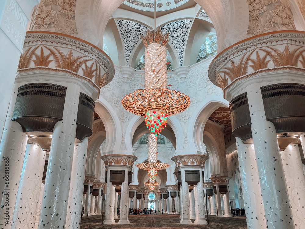 Abu Dhabi Sheik Zayed Grand Mosque located in the capital city of the ...