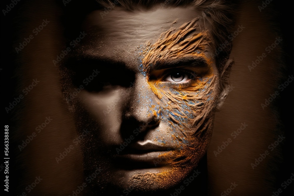 Stock-Illustration „Human face in sandpainting style, concept of Sand ...