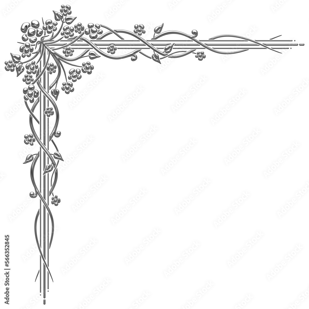 Art Deco silver corner with flowers. Art Deco style vector illustration ...