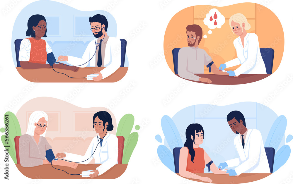 Medical tests for patients 2D raster isolated illustrations set ...