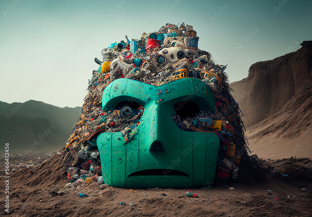 Landfill with solid household waste, AI Generative Illustration ...
