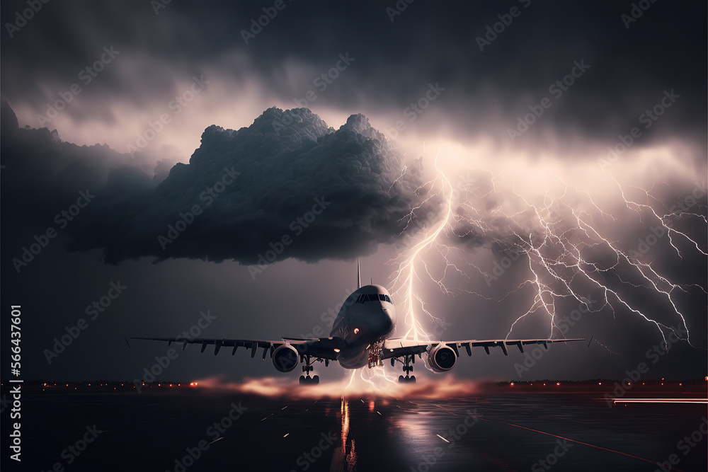 Stock-Illustration „Passenger plane take off flying through ...
