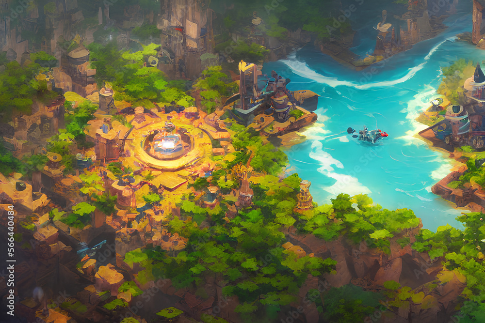 Ilustração Fantasy Map Scenery (Mobile Games Style)- Background for ...