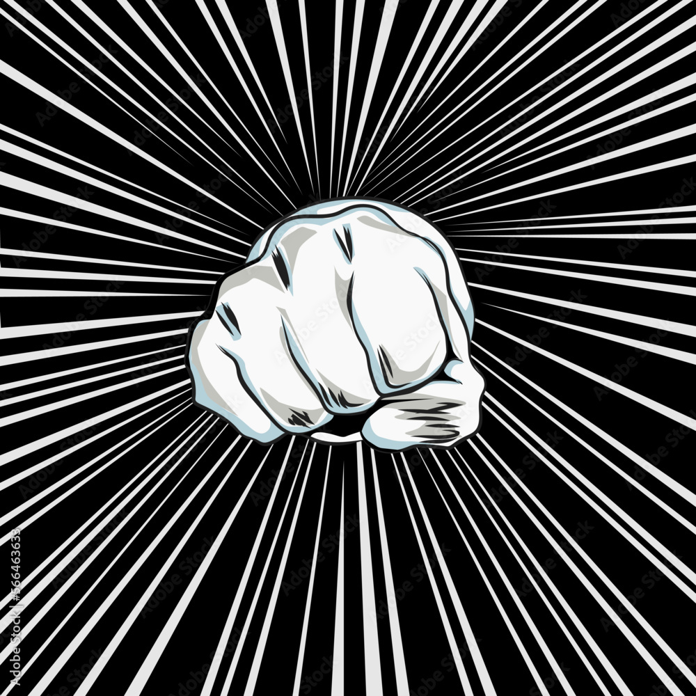 Clenched fist wearing white glove, background with speed effect. Stock ...