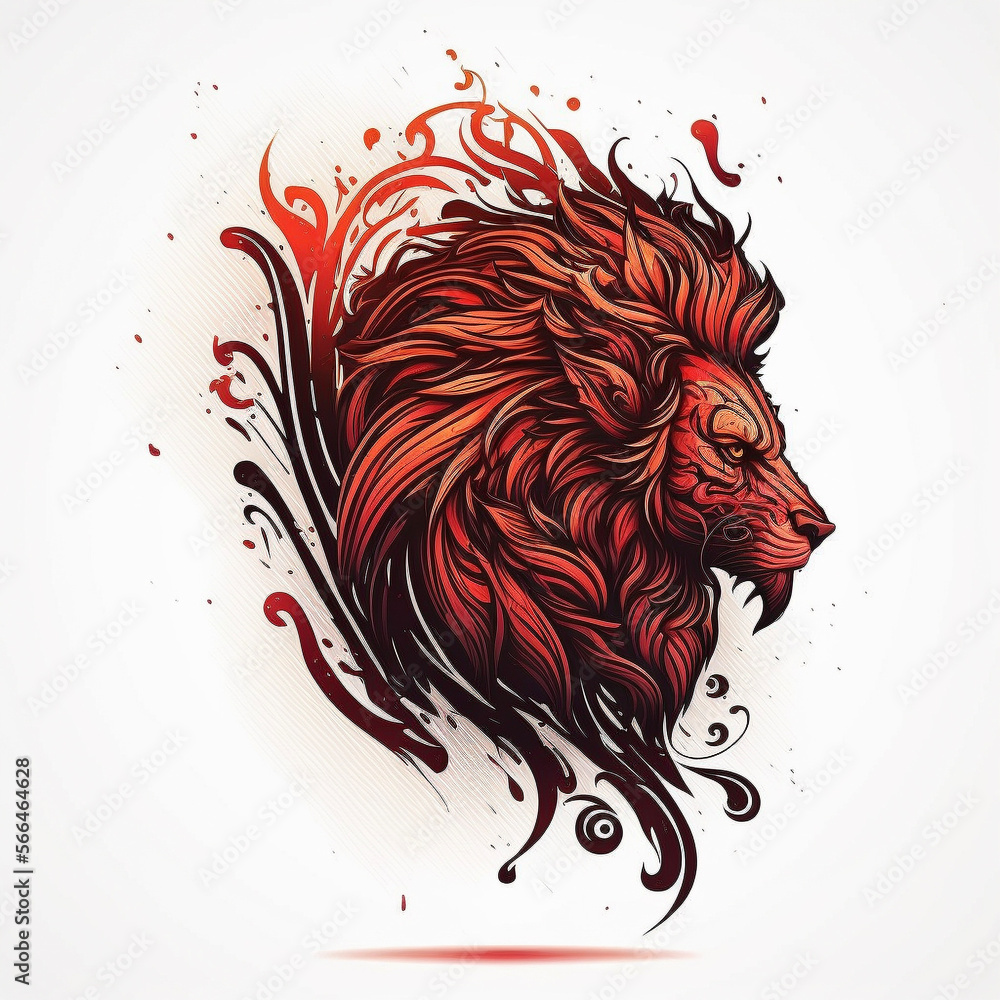 Vibrant Lion Logo Design. Generative AI Stock Illustration | Adobe Stock