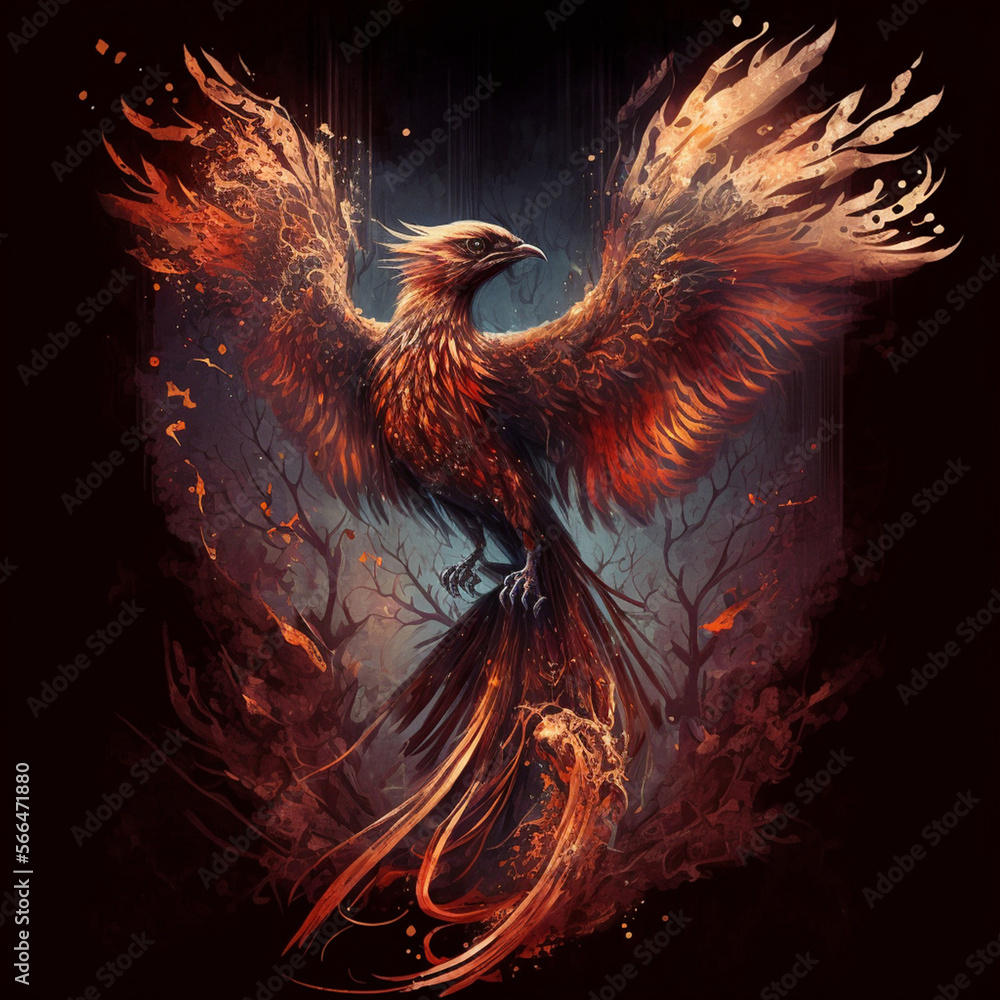 Fire Phoenix Stock Illustration | Adobe Stock