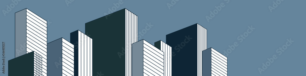 Architectural background. Tall buildings line art banner for website ...