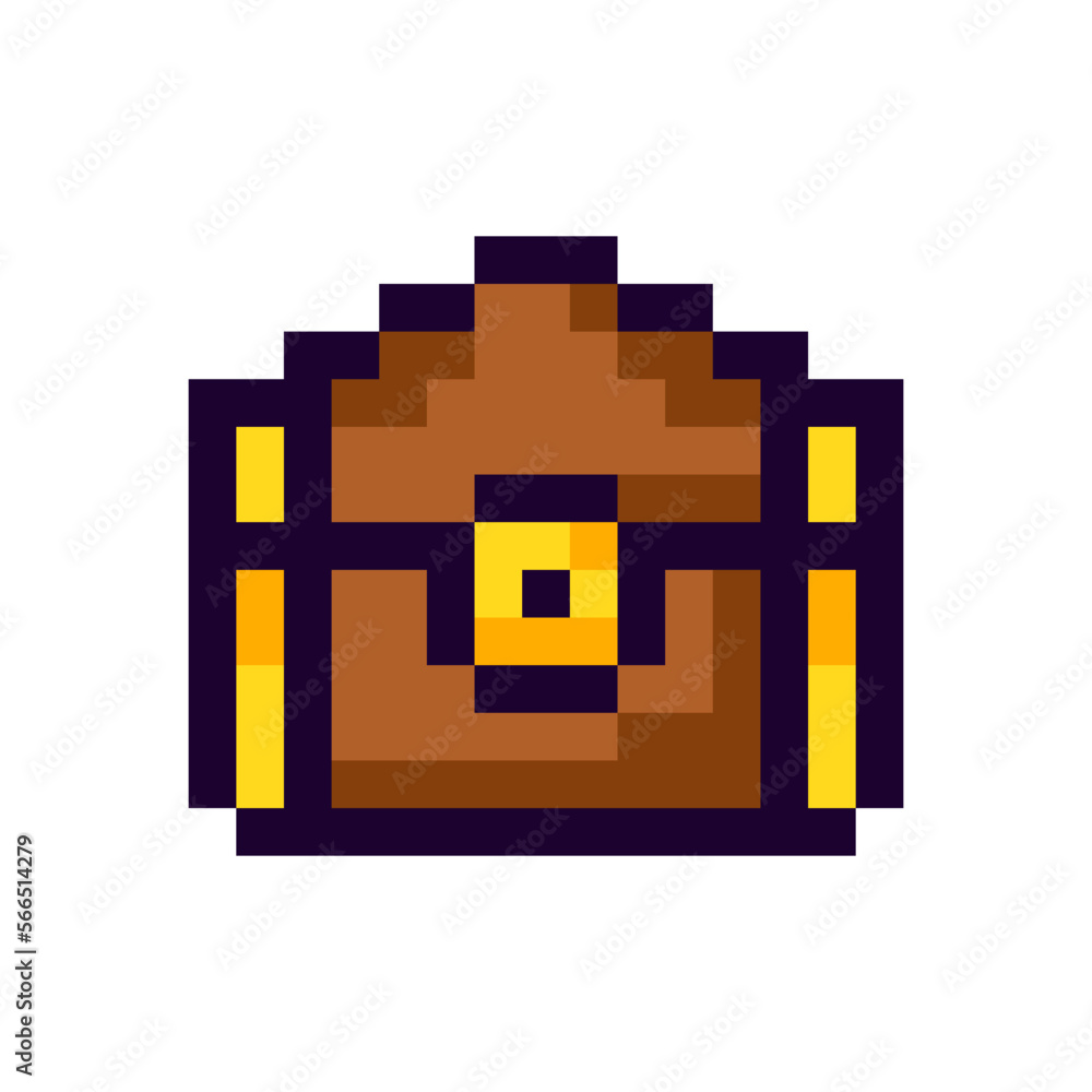 Old chest pixel art gaming item. Game Pixel Art chest of gold icon ...