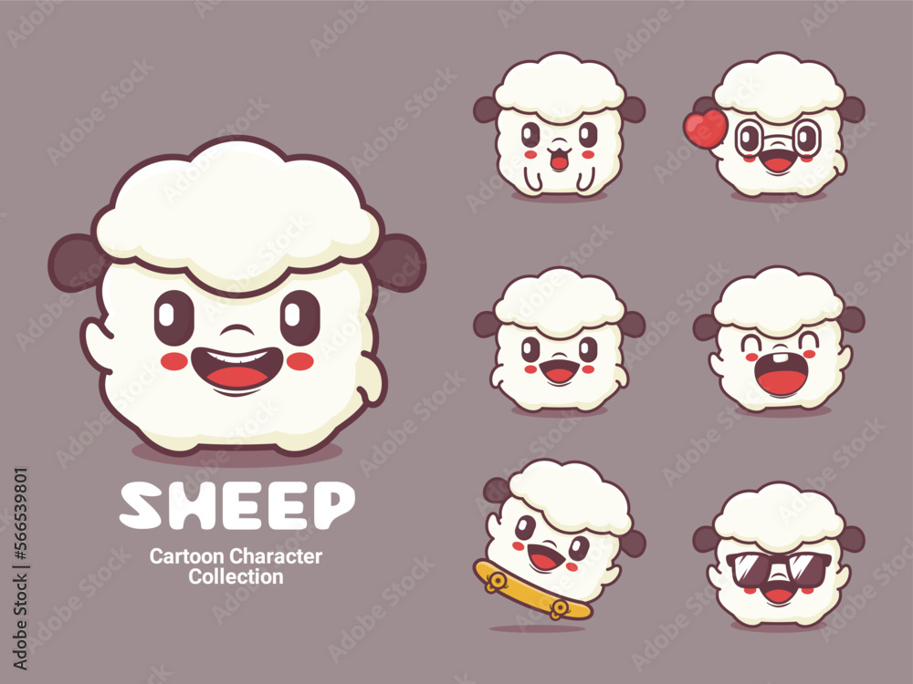 cute sheep cartoon character animal vector illustration Stock Vector ...