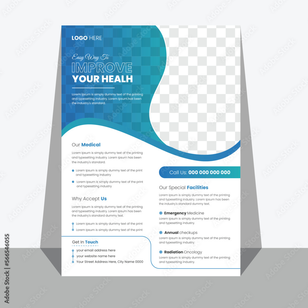 Healthcare flyer Design Template. Poster, Brochure, leaflet, banner ...