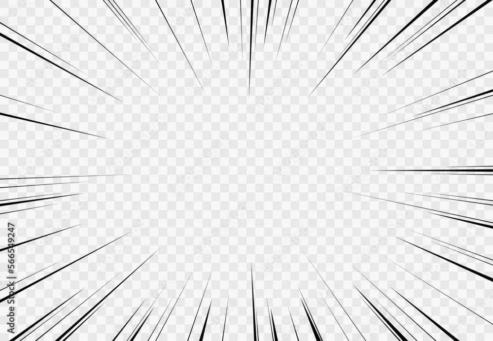 Manga transparent background, explosion and speed radial lines, cartoon ...