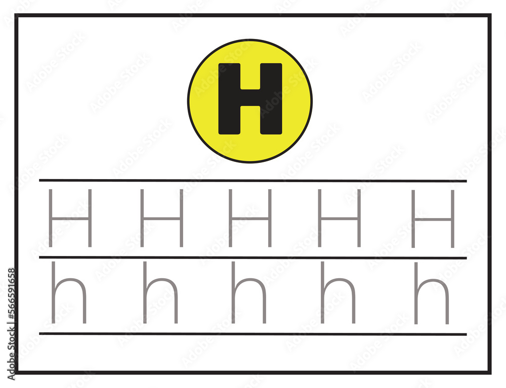 Trace letters H uppercase and lowercase. Alphabet tracing practice ...
