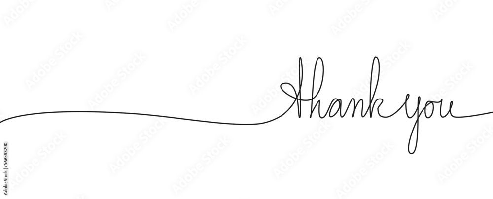continuous single line hand-drawn words Thank You, line art vector ...
