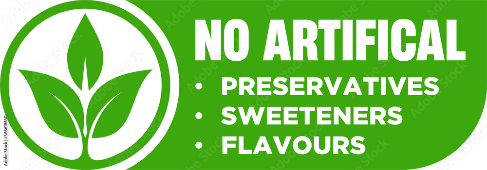 No artificial Flavors, Preservatives, added colors - Flat green vector ...