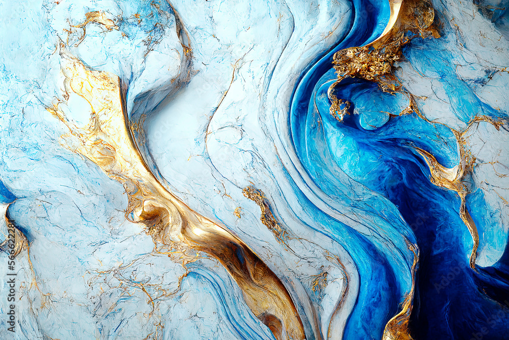 Luxury marble texture background white, blue and gold. Natural stone ...
