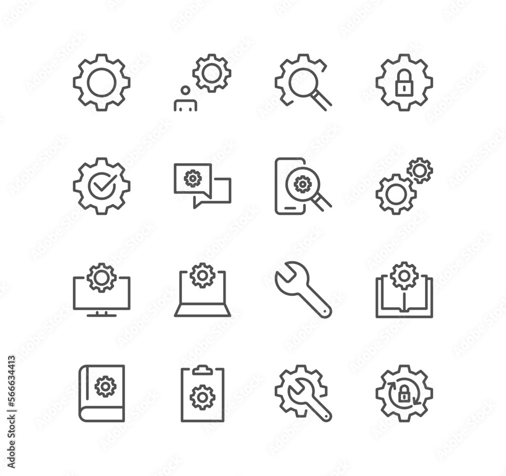 Set of settings and controls related icons, account, setup, install ...