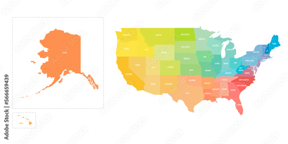 United States of America political map of administrative divisions ...