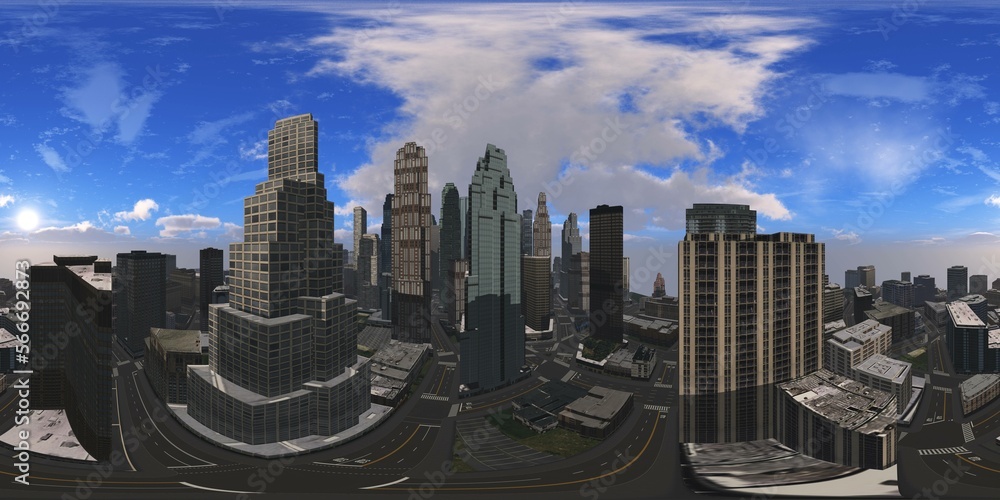 Panorama of the city. HDRI, environment map , Round panorama, spherical ...