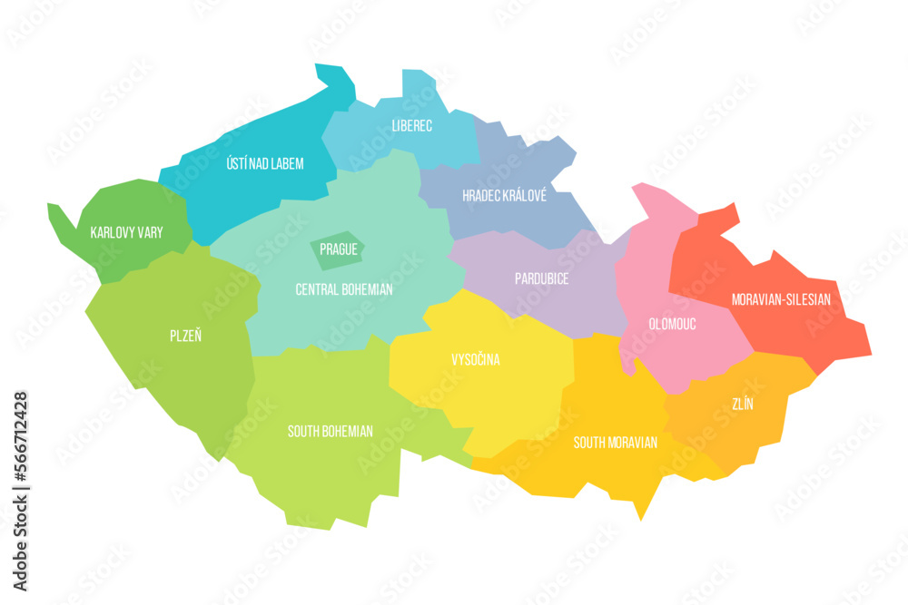 Czech Republic political map of administrative divisions Stock Vector ...
