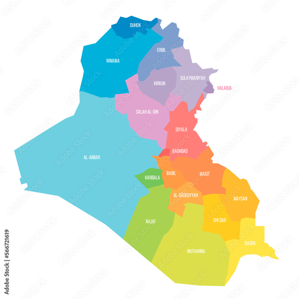 Iraq political map of administrative divisions Stock Vector | Adobe Stock