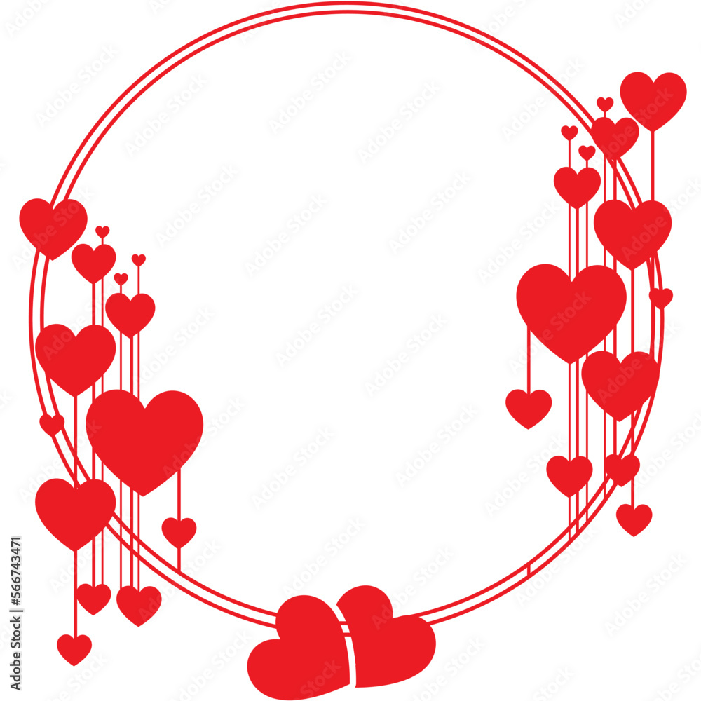 Valentine Frame SVG, Frame with Heart SVG, Circle frame Cut file Stock ...