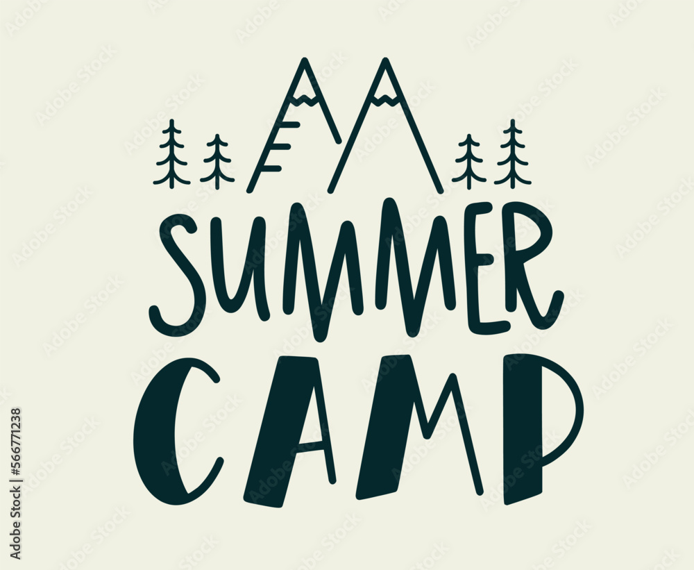 Summer Camp. Vector illustration. Summer camp typography design for t ...