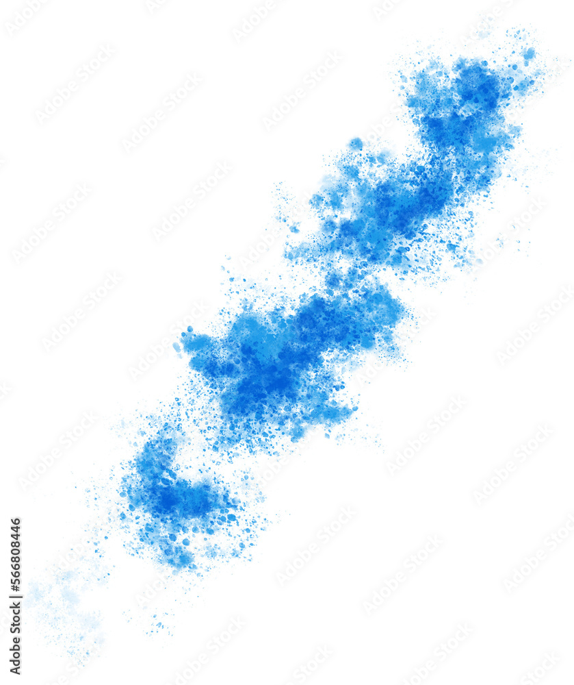 Watercolor smudge painting, abstract blue stain splash, creative hand ...