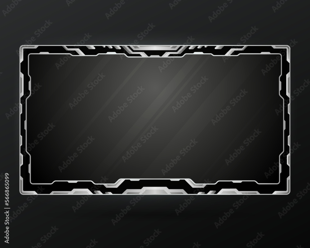 Abstract silver border live stream overlay webcam screen gui panel for ...