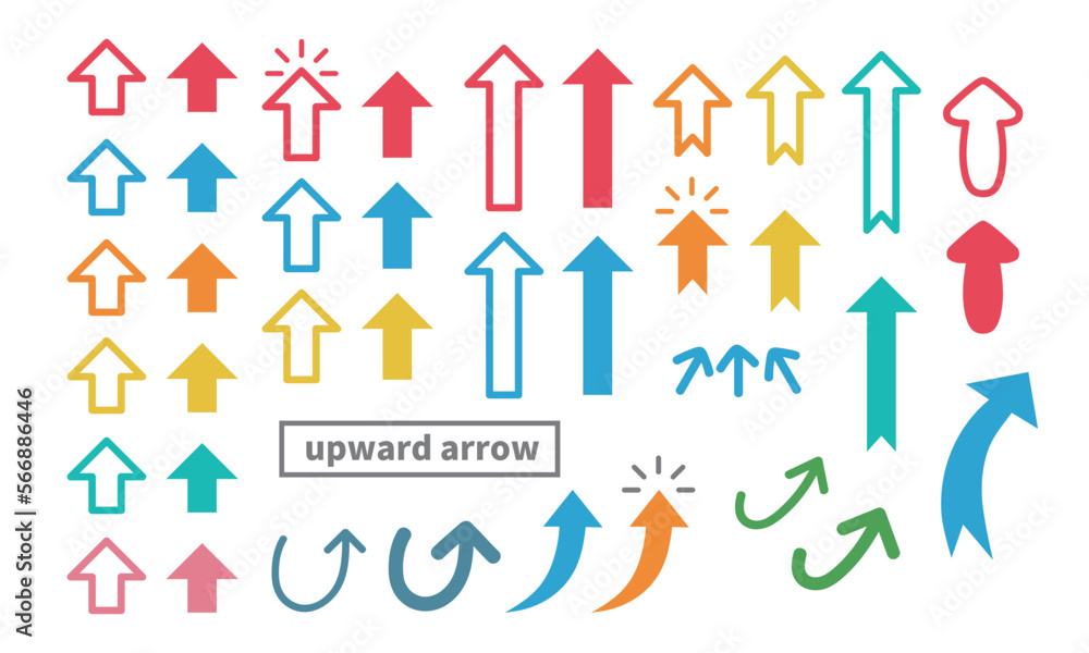 Variations of arrow symbols with different colors. Vector illustration ...