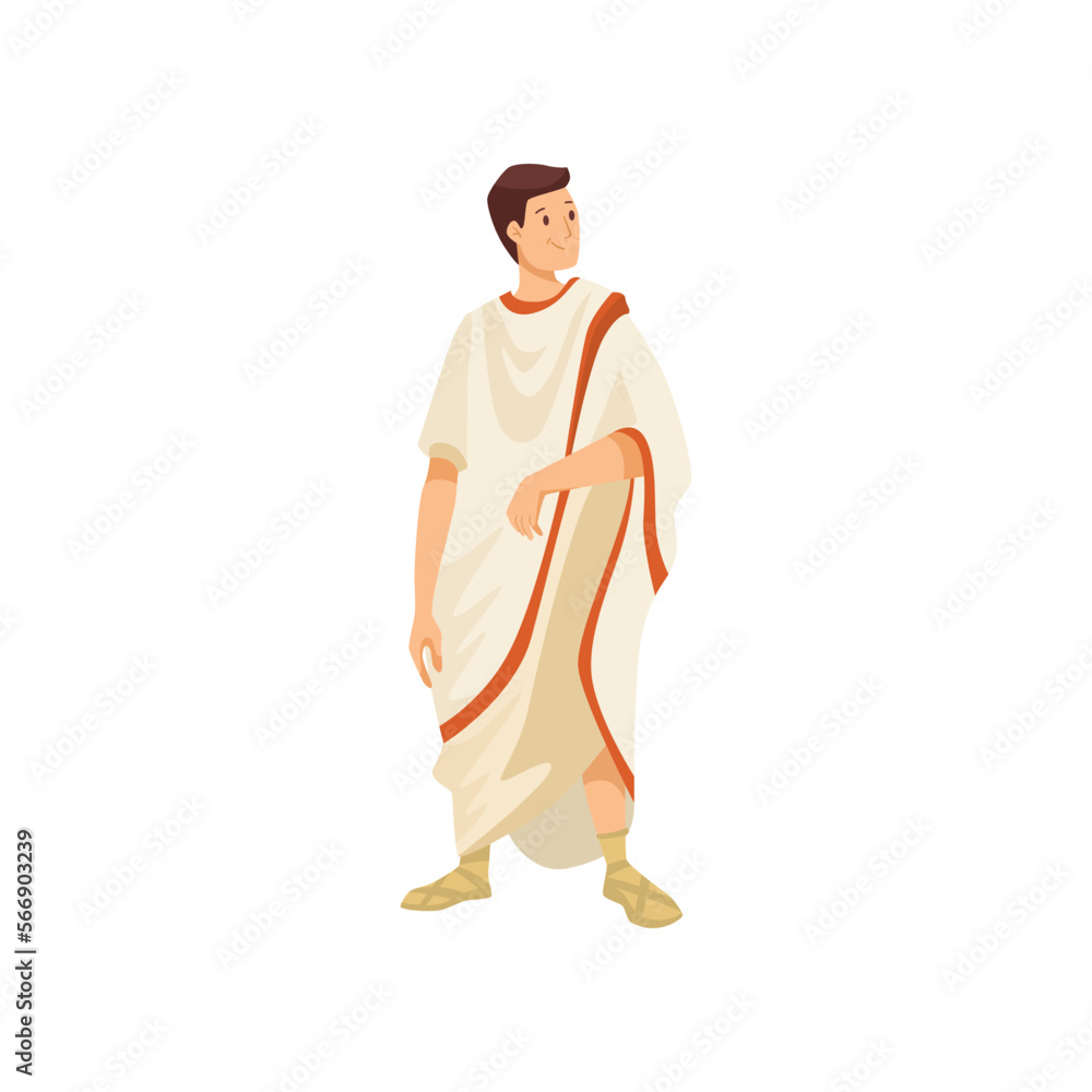 Man in traditional Roman clothes standing vector illustration. Adult ...
