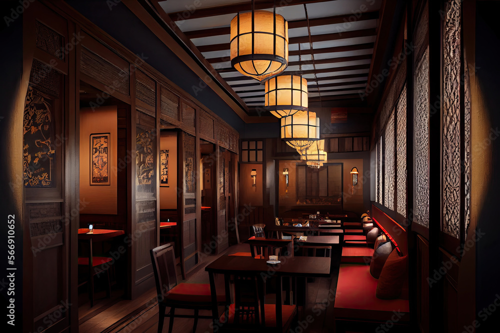 interior of chinese restaurant Stock Illustration | Adobe Stock