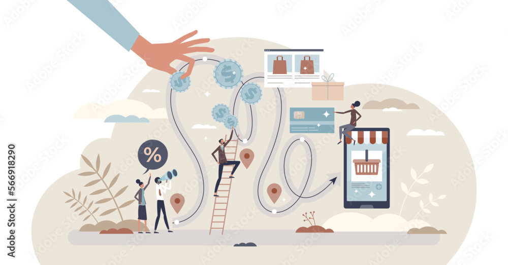 Customer journey research with client purchase process tiny person ...