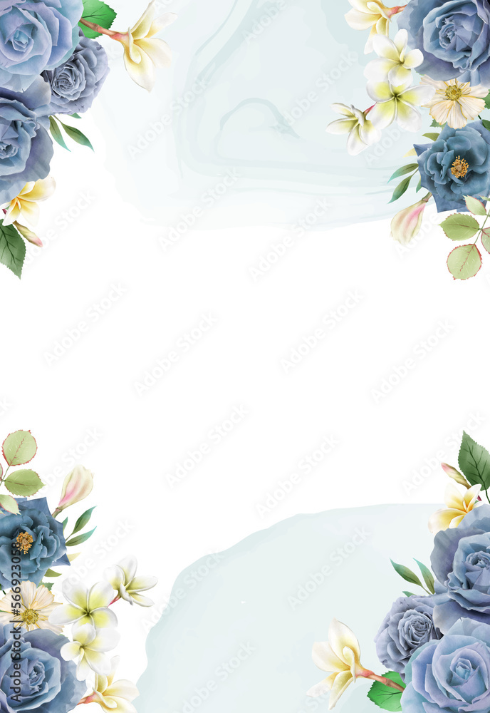 Elegant royal blue roses wedding invitation card Stock Illustration ...