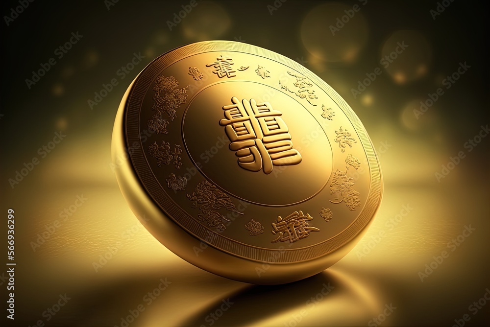 gold yuan bao coins or chinese gold ingots, symbols of wealth and good ...