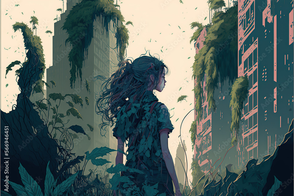 modern concept artwork of a person wandering through an abandoned ...