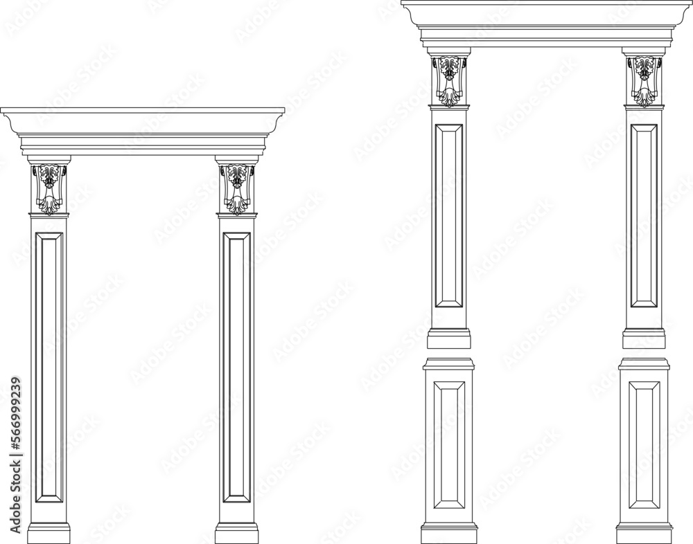 Vector illustration sketch of classical greek roman style decoration ...
