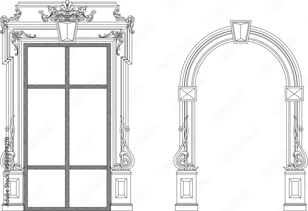 Vector illustration sketch of classical greek roman style decoration ...
