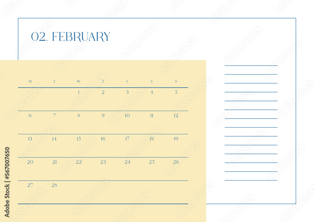 February 2023 simple design digital and printable calendar template ...