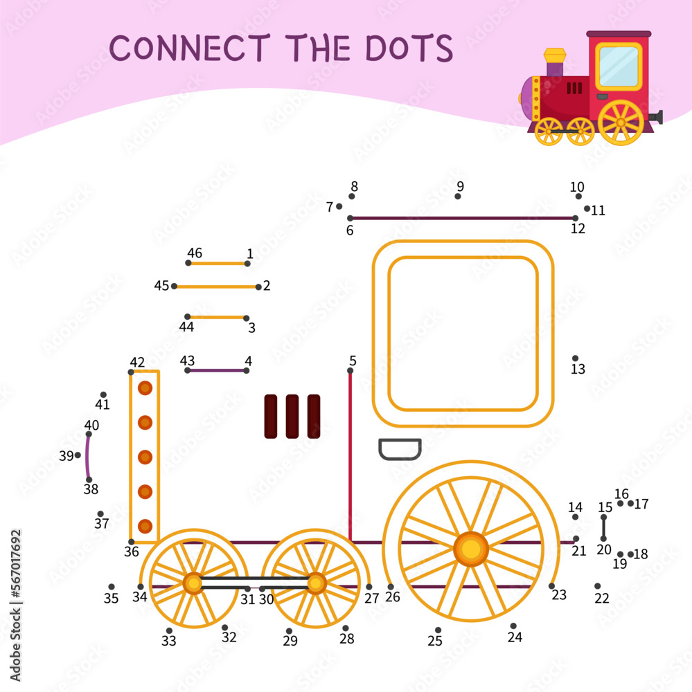 Educational game for kids. Dot to dot game for children. Vector ...