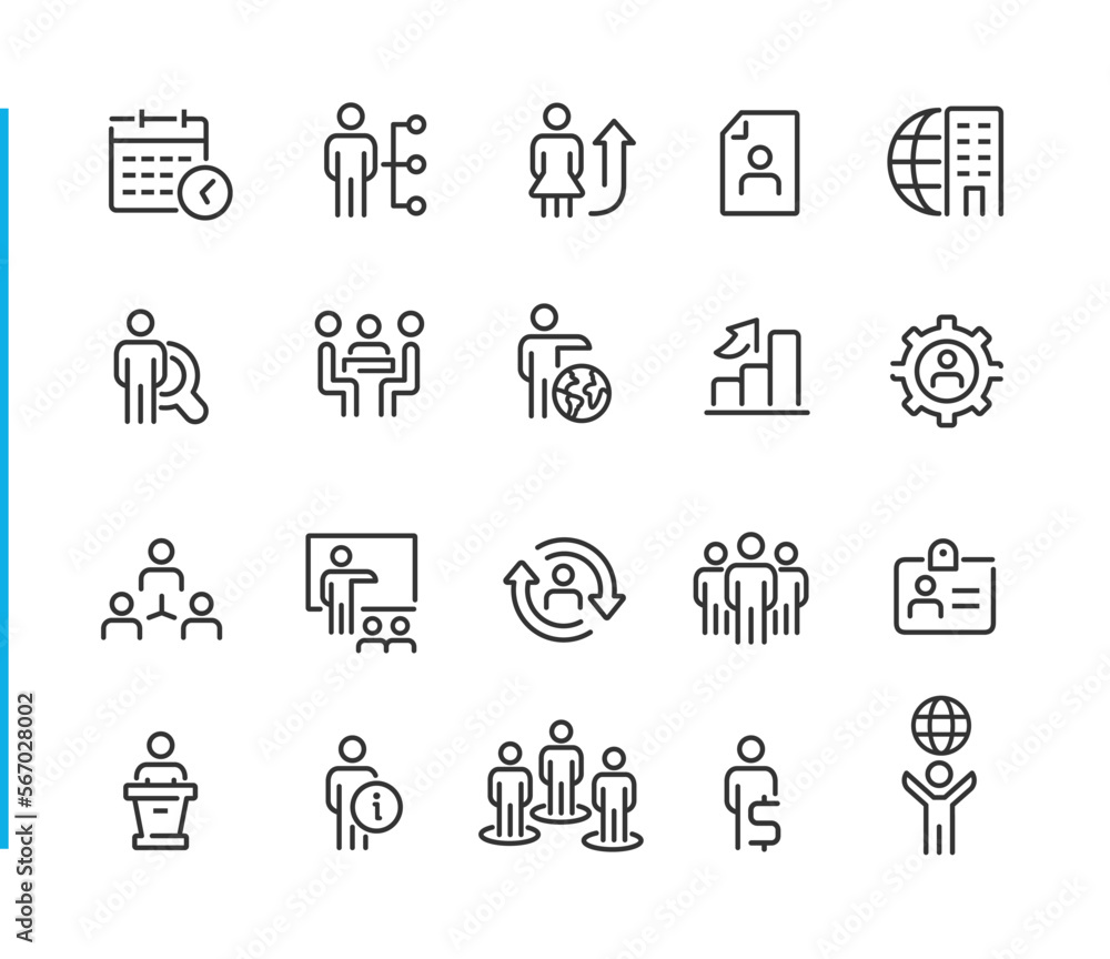Human Resources Icons - Blue Line Series - Vector line icons for your ...