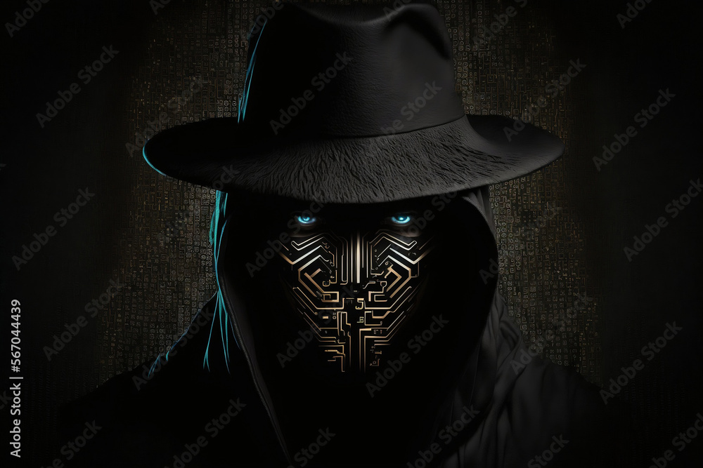 Black hat hackers for cybersecurity business. face on illustration with ...