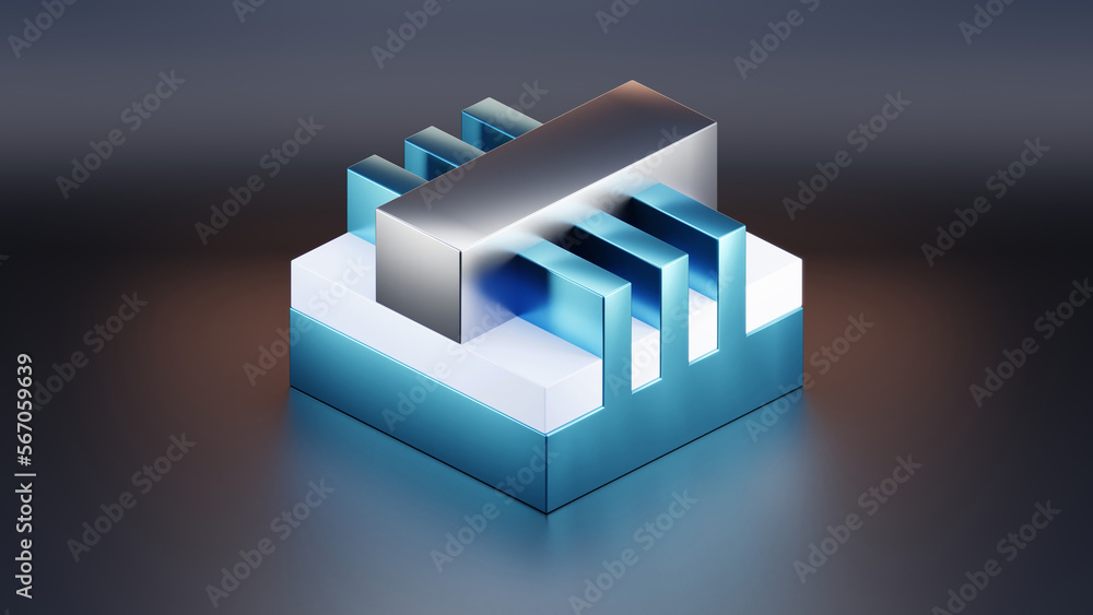 Stunning 3D render of a FinFET transistor. Perfect for tech ...