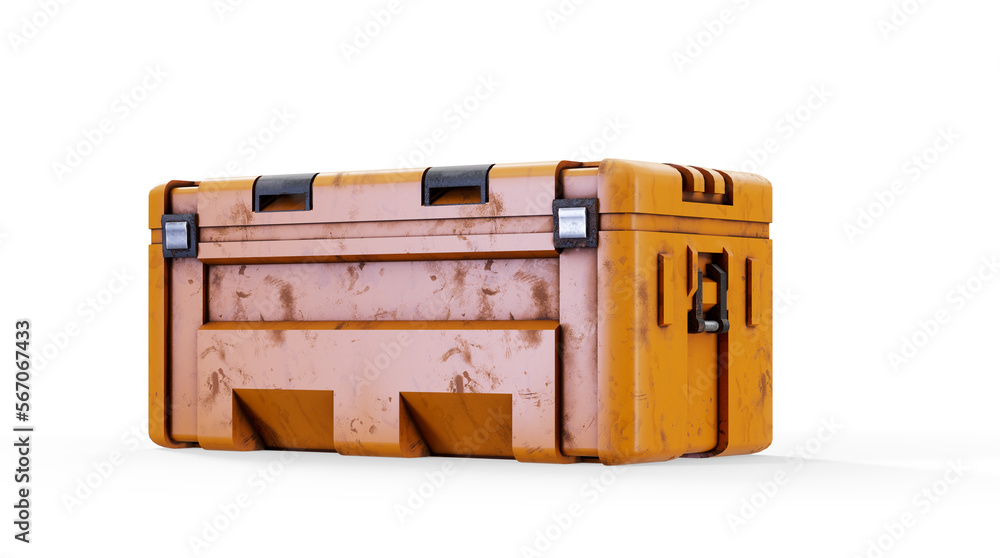 Submachine gun inside cardboard box, delivery concept. 3D rendering ...