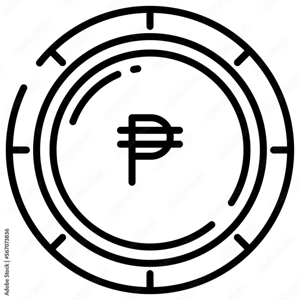 Outlined Philippine Peso coin icon Stock Vector | Adobe Stock