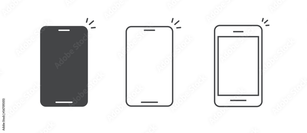 Cell phone line outline frame smartphone simple vector graphic mockup ...
