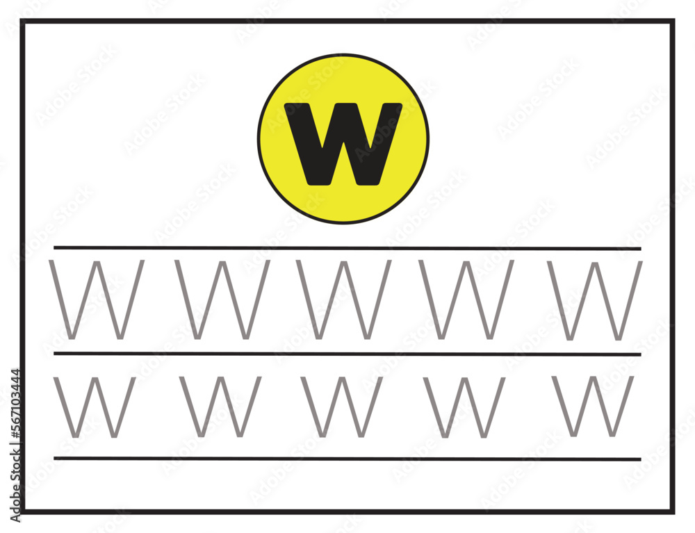 Trace letters W uppercase and lowercase. Alphabet tracing practice ...