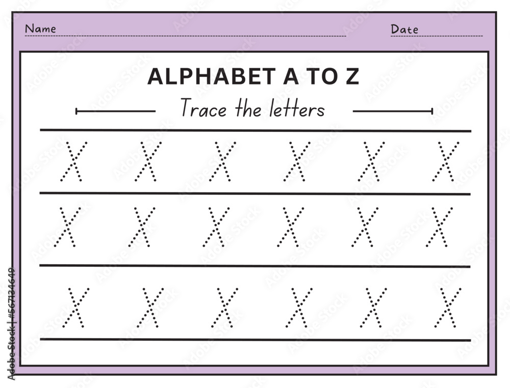 Trace the letter X uppercase. Alphabet tracing practice preschool ...
