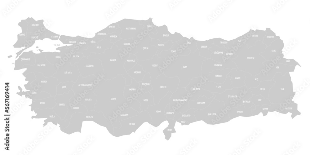 Turkey political map of administrative divisions Stock Vector | Adobe Stock