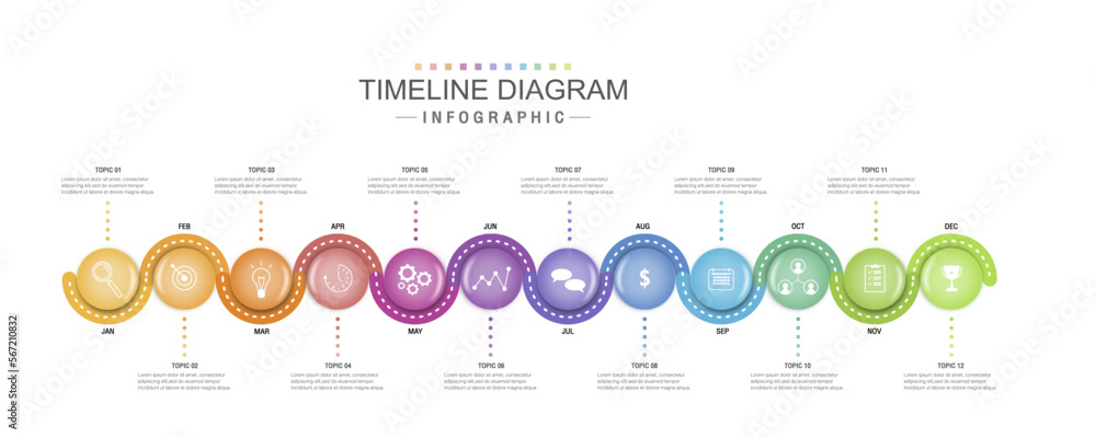 Vector de Stock Infographic vector timeline diagram design template ...