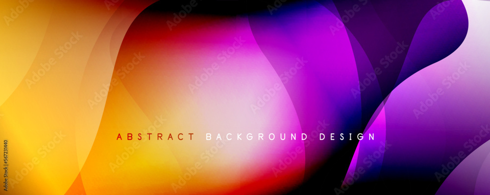 Trendy simple fluid color gradient abstract background with dynamic wave line effect. Vector ...